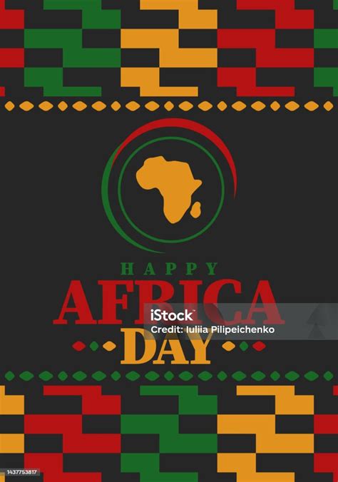 아프리카의 날 행복한 아프리카 자유의 날과 해방의 날 아프리카 대륙과 전 세계에서 매년 축하하십시오 아프리카 패턴 포스터 카드 배너 및 배경 벡터 일러스트 레이 션 0명에