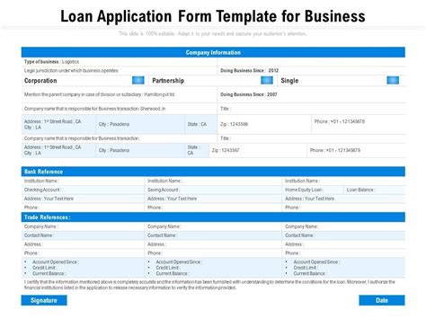 Loan Application Form Template For Business Ppt Powerpoint Presentation Gal