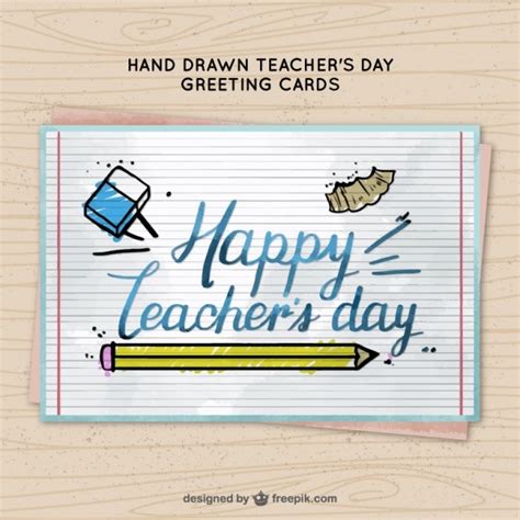 Pretty Watercolor Greeting Card Teachers Day Free Vector