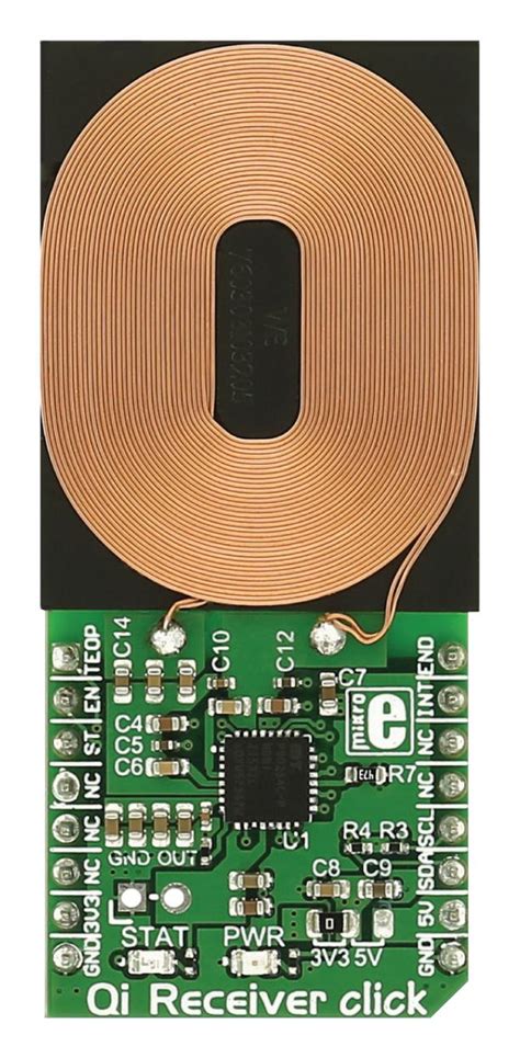 Mikroe 2799 Mikroelektronika Add On Board Qi Wireless Charging Receiver Click Board