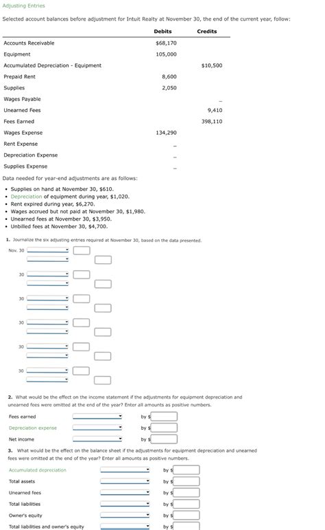 Adjusting Entries Selected Account Balances StudyX