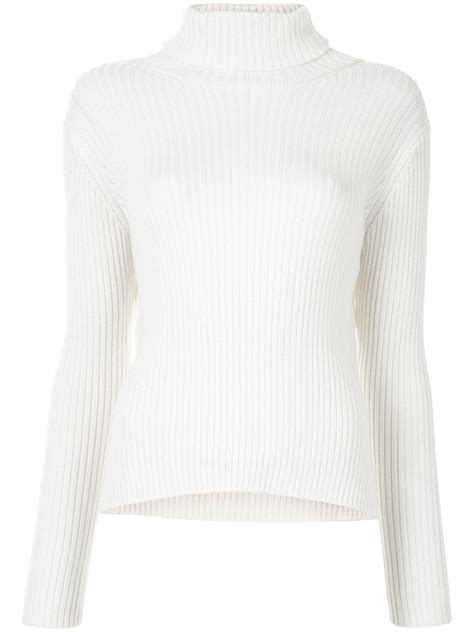 Ys Roll Neck Ribbed Knit Jumper White Farfetch