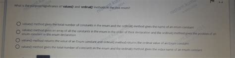 Solved What Is The Purposersignificance Of Values ﻿and