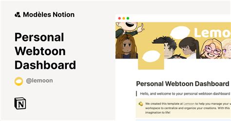 Personal Webtoon Dashboard Modèle Notion