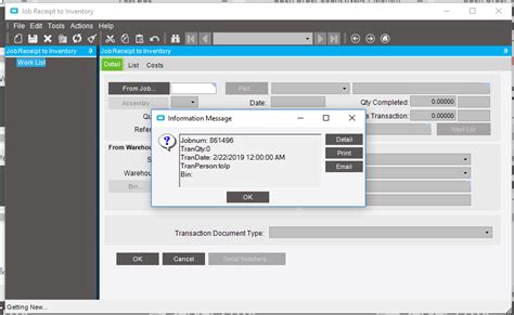 BPM PopUp Message With PartTran Information Epicor ERP 10 Epicor