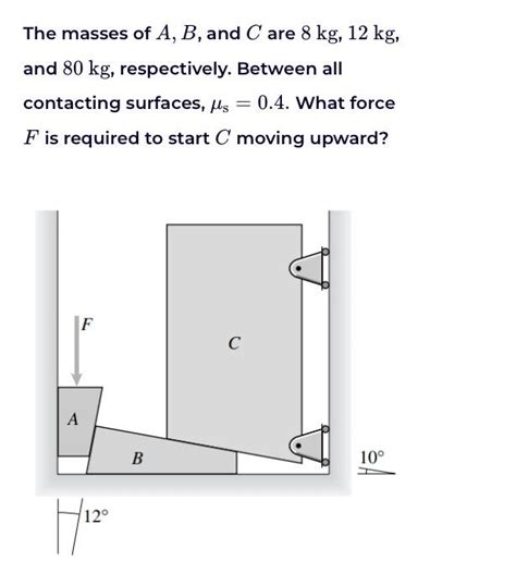 Solved The Masses Of A B And C Are 8 Kg 12 Kg And 80