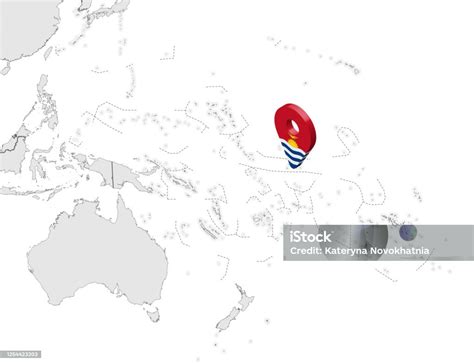 오세아니아와 오스트레일리아지도에 키리바시의 위치지도 웹 사이트 디자인 앱 Ui에 대한 3d Kiribati 플래그 맵 마커 위치