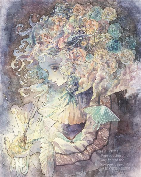 Shiratama Anzu Original Highres Traditional Media 1girl Bow Bug