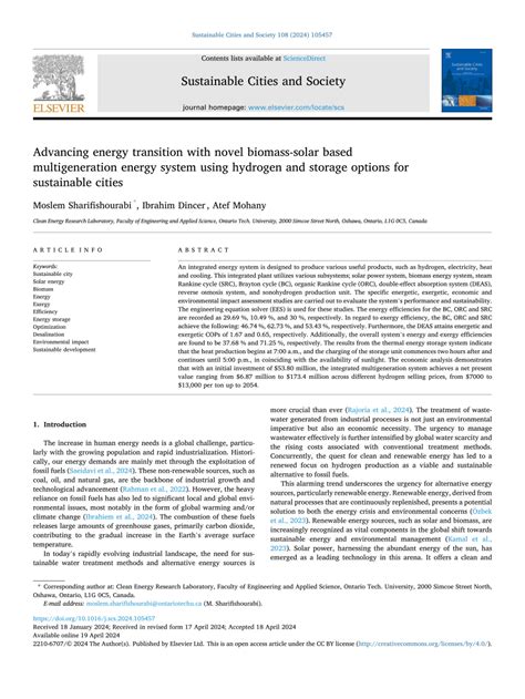Pdf Advancing Energy Transition With Novel Biomass Solar Based Multigeneration Energy System