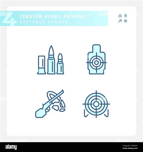 D Editable Pixel Perfect Blue Weapons Icons Stock Vector Image Art Alamy