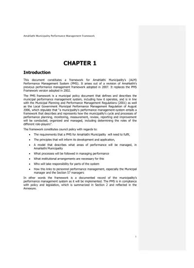 policy and legal context for amahlathi municipality pms