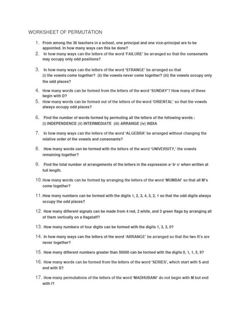 Worksheet Of Permutation Pdf Language Arts And Discipline Worksheet Of Permutation Pdf Language Arts And Discipline