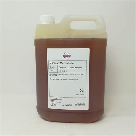 Buy Sorbitan Mono Oleate Online Uk Ireland Emulsifier Wetting Agent Mistral Industrial