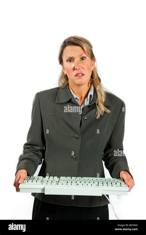 Woman Having Computer Problems Stock Photo Alamy