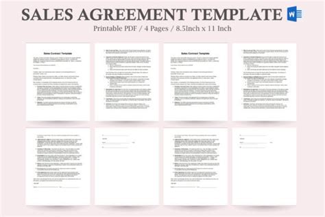 Sales Agreement Contract Template Graphic By Watercolortheme · Creative