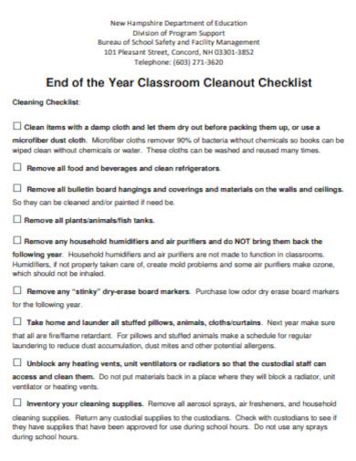 25 Free Classroom Cleaning Checklist Samples To Download