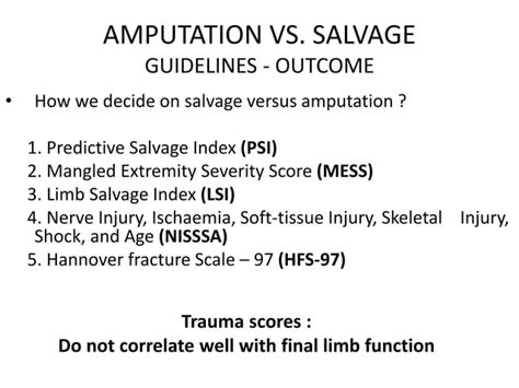 Limb Salvage Vs Amputation Final Pptx
