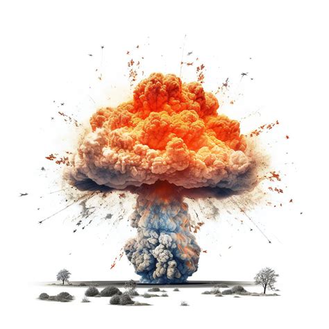 Premium Ai Image Atomic Bomb Mushroom Cloud Explosion On White Background