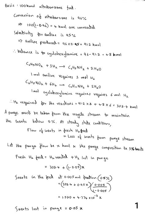 Solved Aniline Is Produced By The Hydrogenation Of Nitrobenzene A