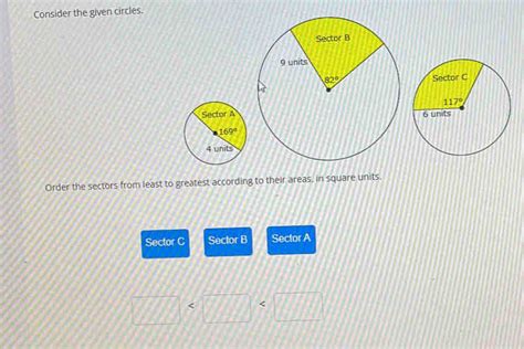 Consider The Given Circles Order The Sectors From Least To Greatest