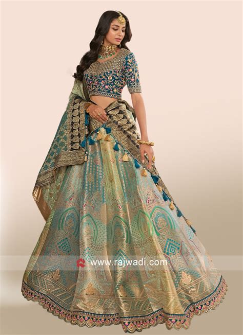 Multi Color Lehenga Choli In Silk With Weaving Embroidery