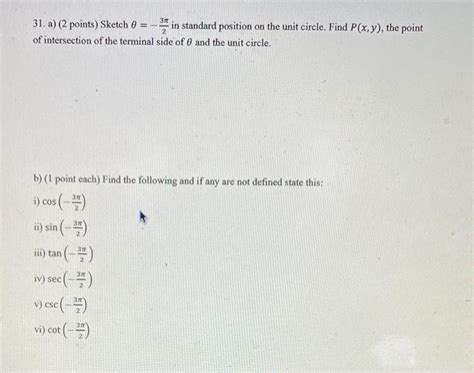 Solved 31 A 2 Points Sketch θ−23π In Standard Position