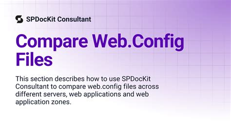 Compare Webconfig Files Spdockit Consultant