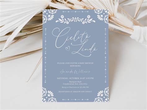 Blue Cielito Lindo Baby Shower Invitation Template Boy Talavera Invite