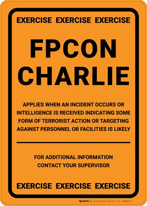 Fpcon Charlie Exercise Wall Sign Creative Safety Supply