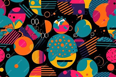 Premium Vector Colorful Shapes On Black Background In The Style Of