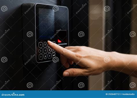 The Woman Enters The Code And Opens The Door Modern Keyless Entry Lock