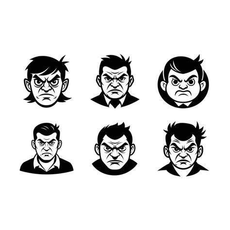 Angry Frown And Linocut Silhouette Design 53772360 Vector Art At Vecteezy