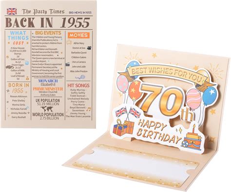 HOMANGA 70th Birthday Card Vintage Back In 1955 Card With Envelope 3D