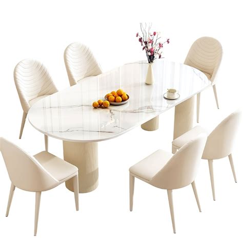 Luxe Creamy Dining Table With Roman Column Legs Foter