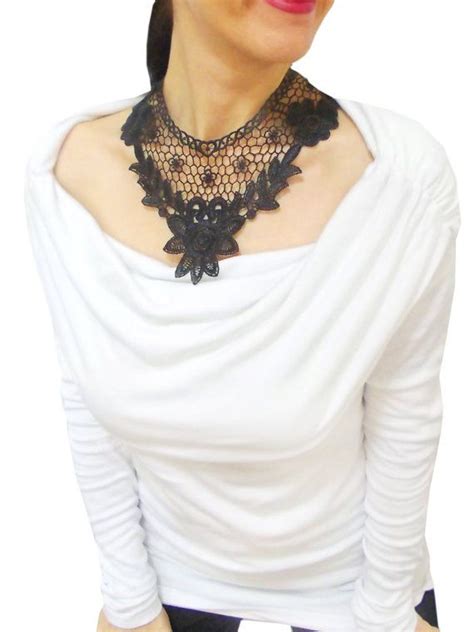 Black Chain Necklace Black Lace Choker Bib Necklace Beautiful