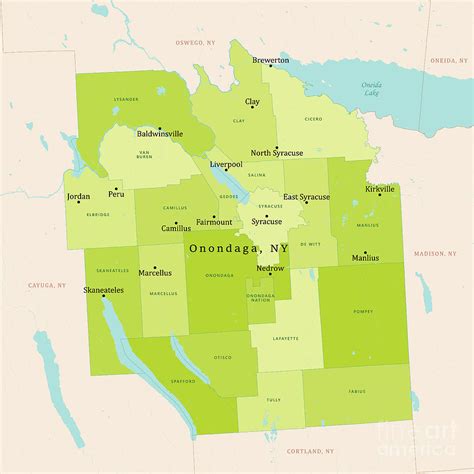 Ny Onondaga Vector Map Green Digital Art By Frank Ramspott Pixels