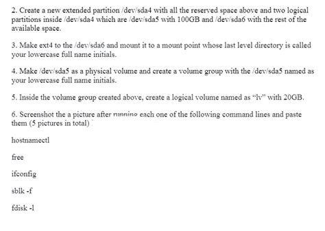 Solved 2 Create A New Extended Partition Devsda4 With All