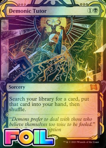 X1 Demonic Tutor Sta Mtg 27 Foil Showcase Borderless Mythic Mnm 1x Ebay