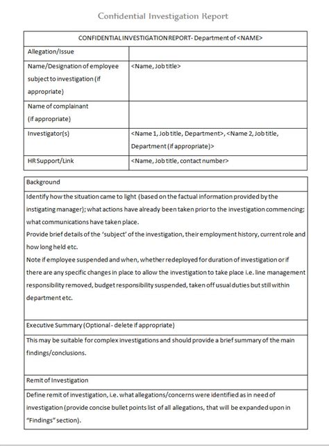 Hr Investigation Report Template 1 Professional Templates Report