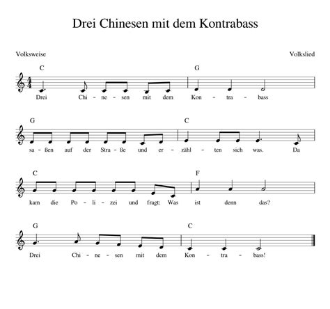 Noten Text 3 Chinesen Mit Dem Kontrabass 3 Chinesen Mit Dem Kontrabass