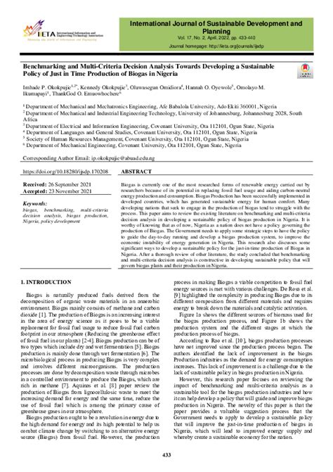 Pdf Benchmarking And Multi Criteria Decision Analysis Towards Developing A Sustainable Policy