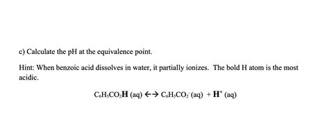 C Calculate The Ph At The Equivalence Point Hint