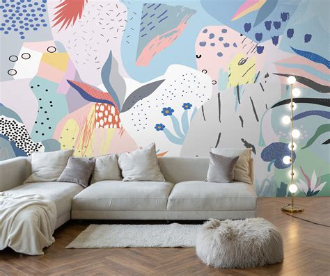 Abstract Art Wallpaper Peel And Stick Colorful Abstract Etsy