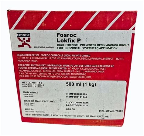 Fosroc Lock Fix Chemical Packaging Size 500ml At ₹ 380 Litre In Jaipur