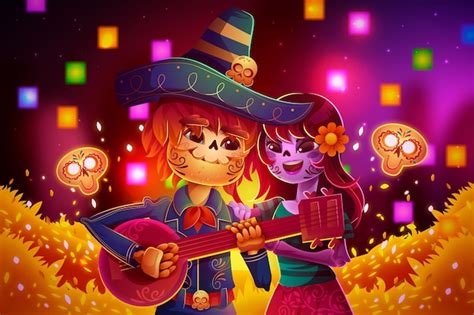 현실적인 Dia De Muertos 배경 무료 벡터