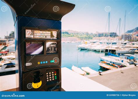 Parking Machine With Electronic Payment At City Parking Stock Photo