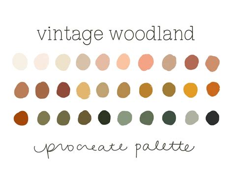 Vintage Woodland Procreate Color Palette Procreate Palette Etsy Color