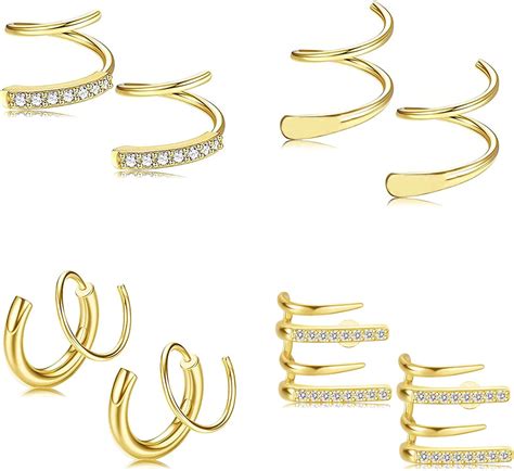 FUNRUN JEWELRY Pairs G Spiral Double Hoop Twist Earrings For Women Men Minimalist Hoop