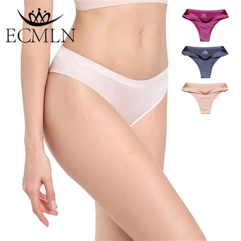 Ecmln Seamless Panties Women Briefs Nylon Ultra Thin Thongs Low Rise