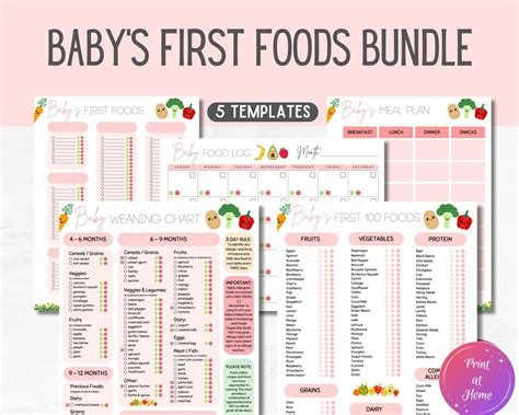 Baby Food Tracker Printable Food Diary Bundle Baby Led Weaning Babys First Foods Food Log
